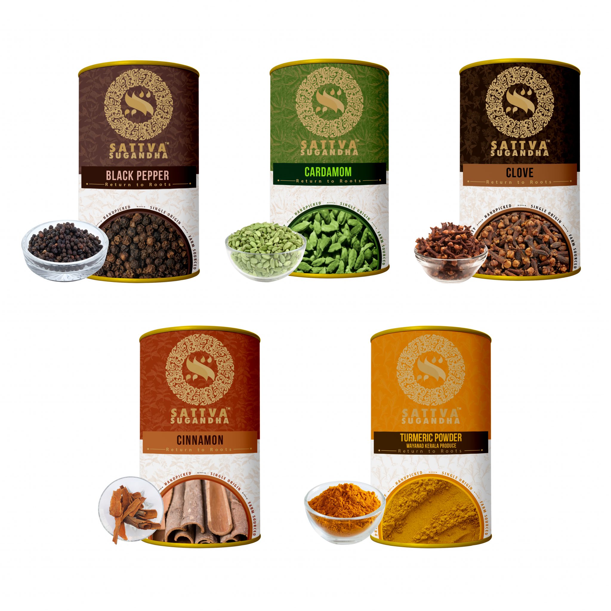 Spice Fivesome: Cardamom + Black Pepper + Clove + Turmeric Powder ...